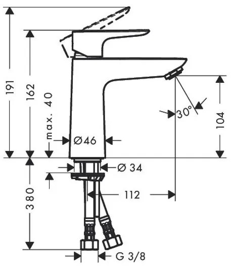 Hansgrohe Talis E Umyvadlová baterie bez výpusti, chrom 71712000