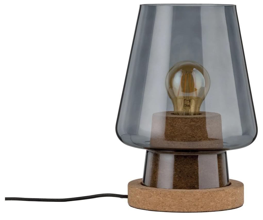 Paulmann 79736 Iben, stolní lampa z korku a kouřového skla, 1x20W E27, výška 25,5cm