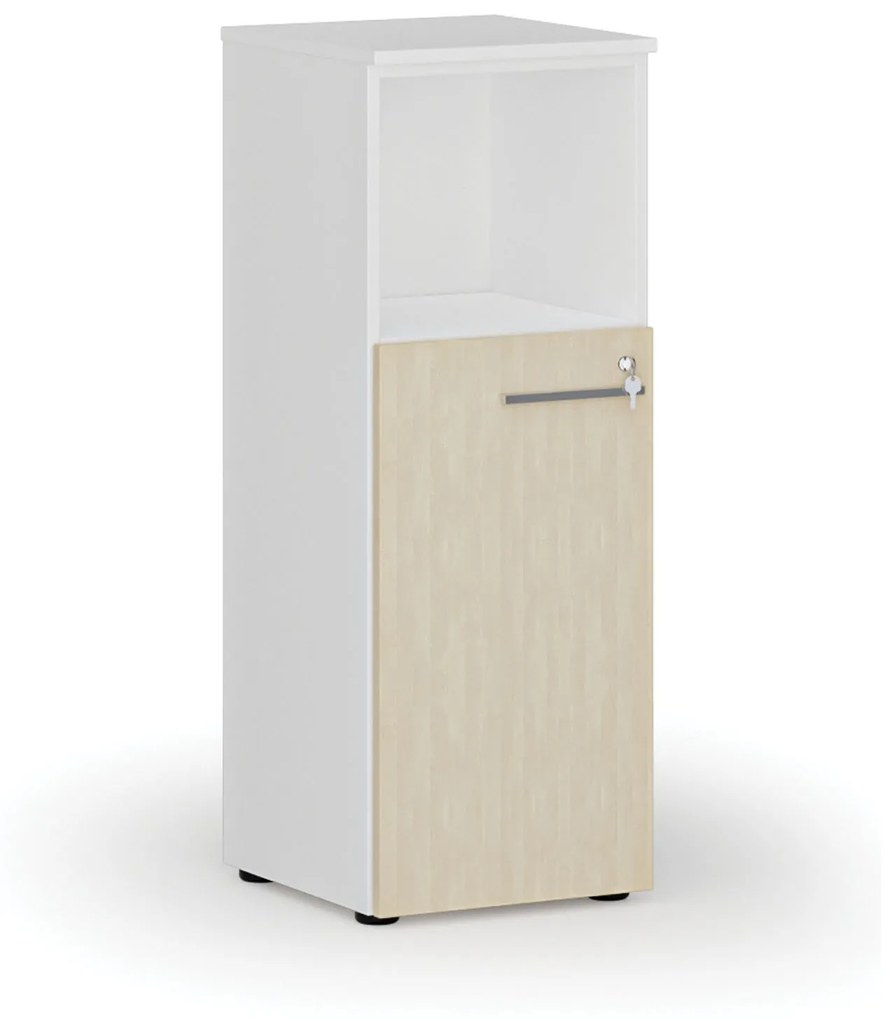 Kombinovaná kancelářská skříň PRIMO WHITE, 1087 x 400 x 420 mm, bílá/grafit