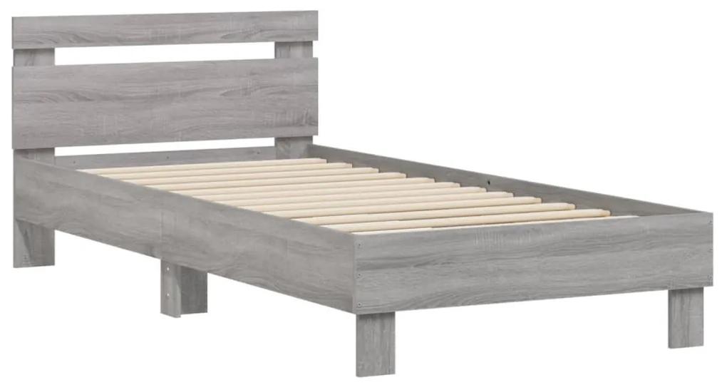 vidaXL Rám postele s čelem šedý sonoma 90 x 200 cm kompozitní dřevo