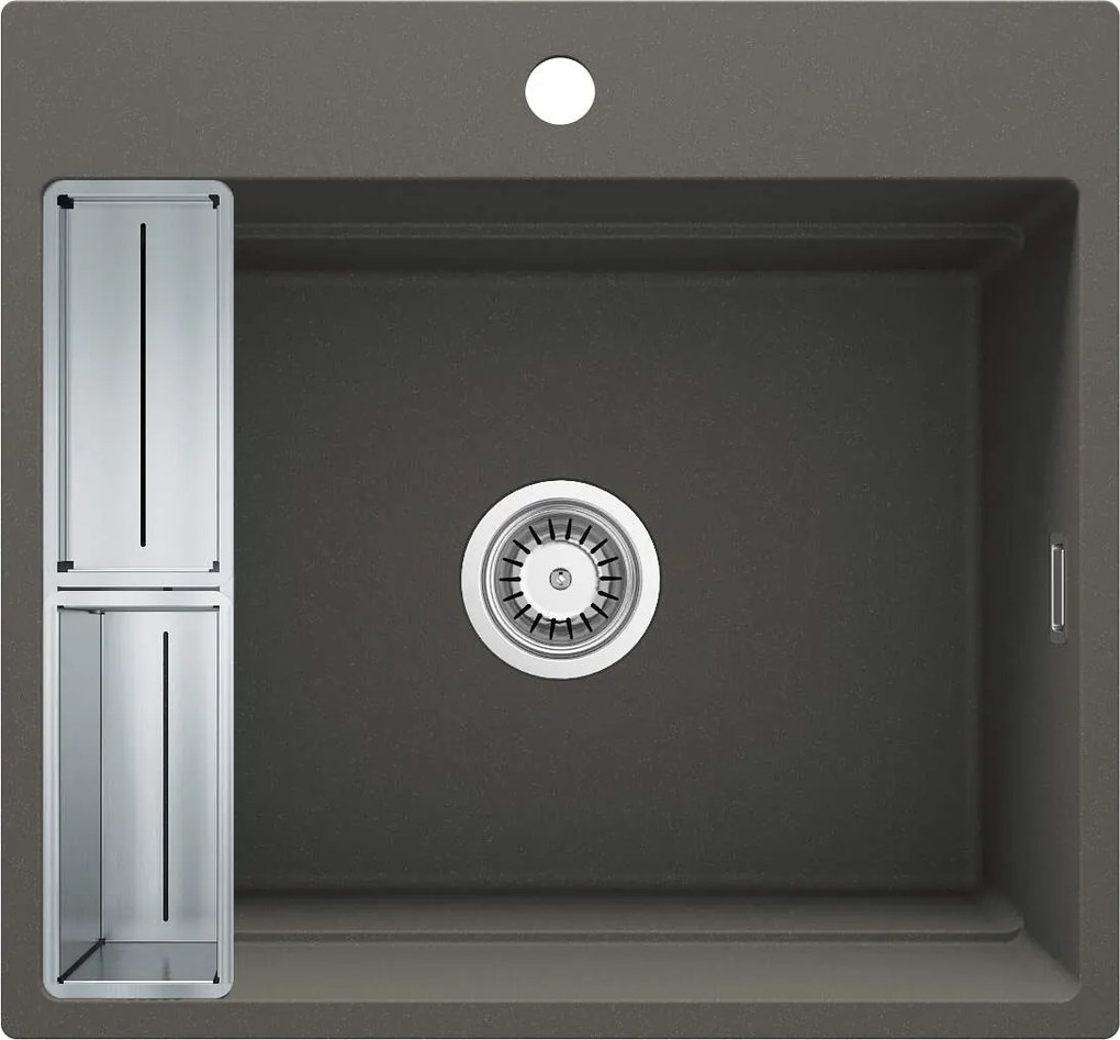 Deante Magnetic, 1-komorový granitový dřez 560x520x220mm, antracitová metalíza, DEA-ZRM_T10A