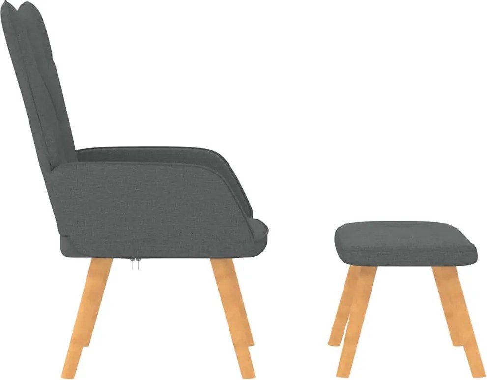Relaxační křeslo se stoličkou tmavě šedé textil 327535