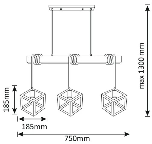 Lustr na lanku SWEDEN 3xE27/20W/230V