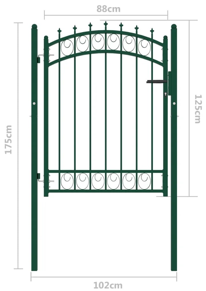 vidaXL Marketos Plotová branka EMMEN s hroty ocelová 103 x 109,5 cm zelená