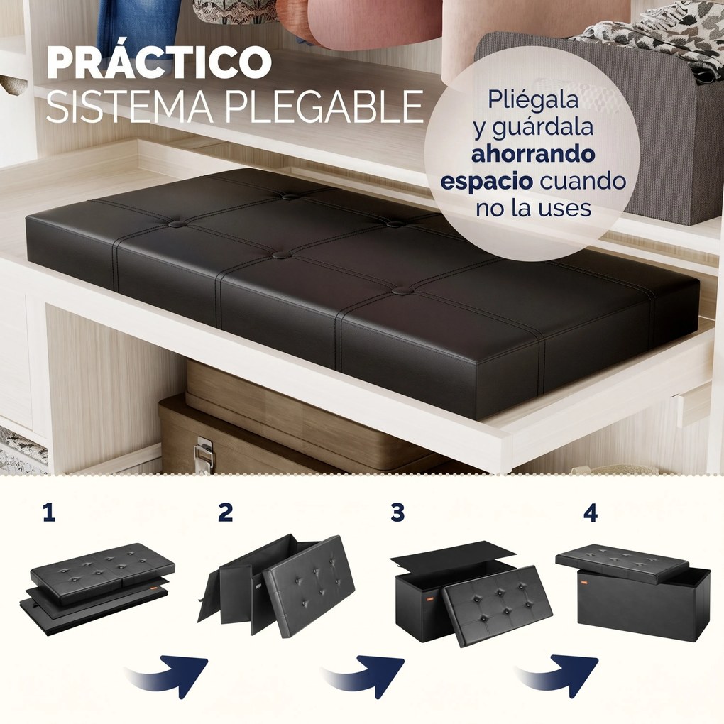 Lavice s úložným prostorem černý 80x40x40cm MDF skládací