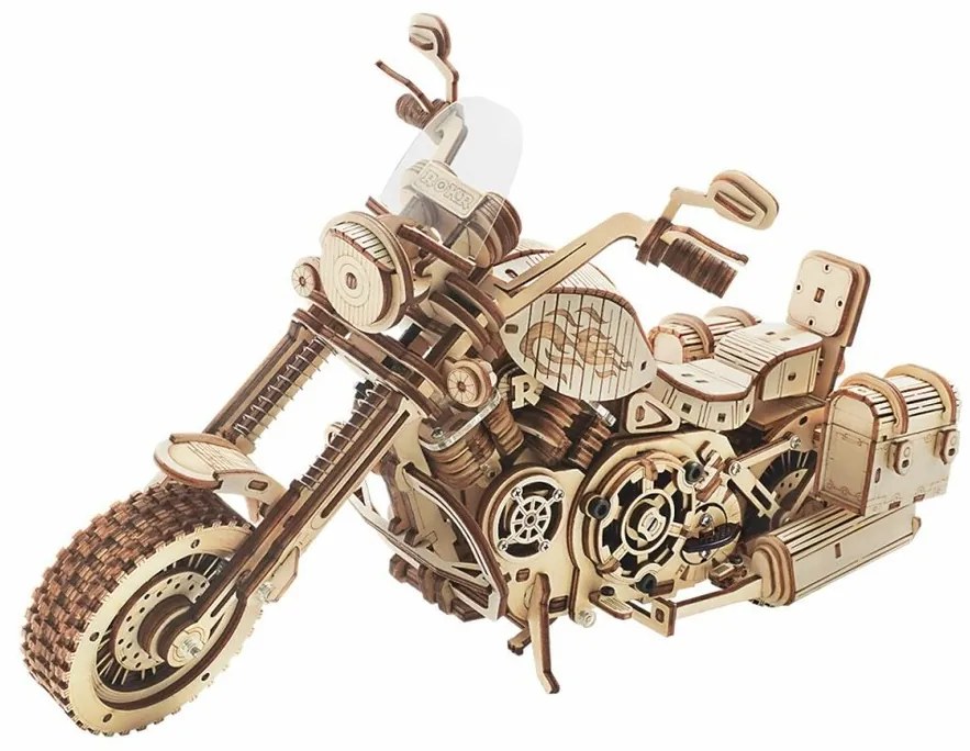 RoboTime 3D dřevěné mechanické puzzle Motorka (cruiser)