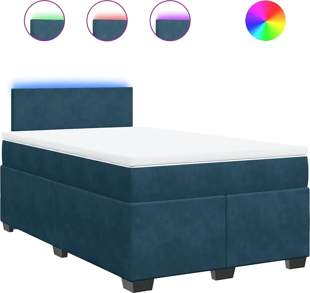 Box spring postel s matrací modrá 120 x 200 cm samet 3288580
