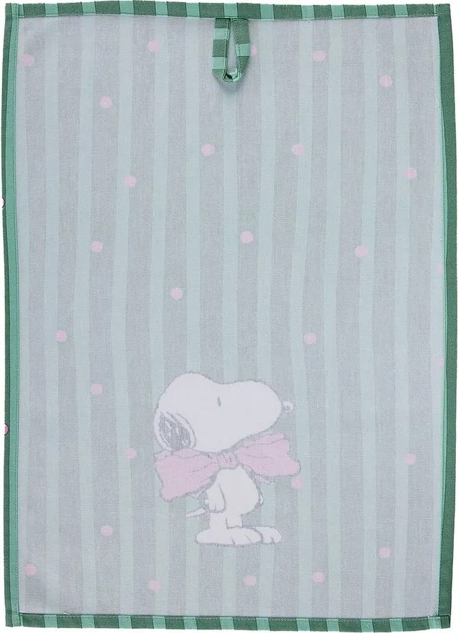PEANUTS Utěrka Snoopy s motýlkem - zelená