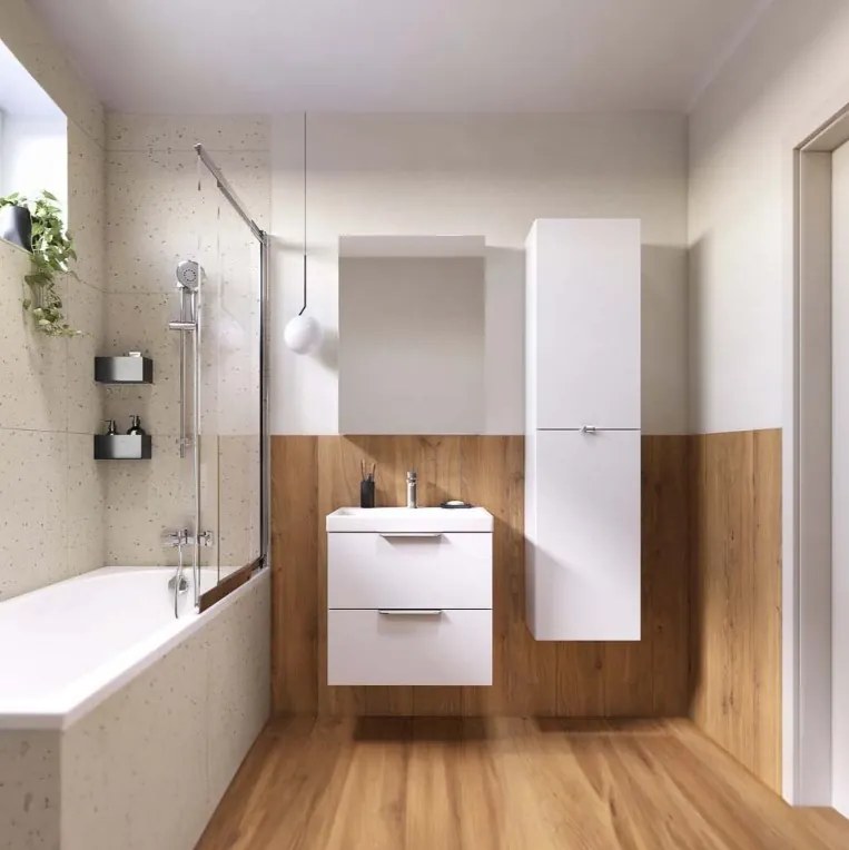 Cersanit Malika, vysoká závěsná skříňka 400x300x1600 mm, bílá lesklá, S598-050-DSM