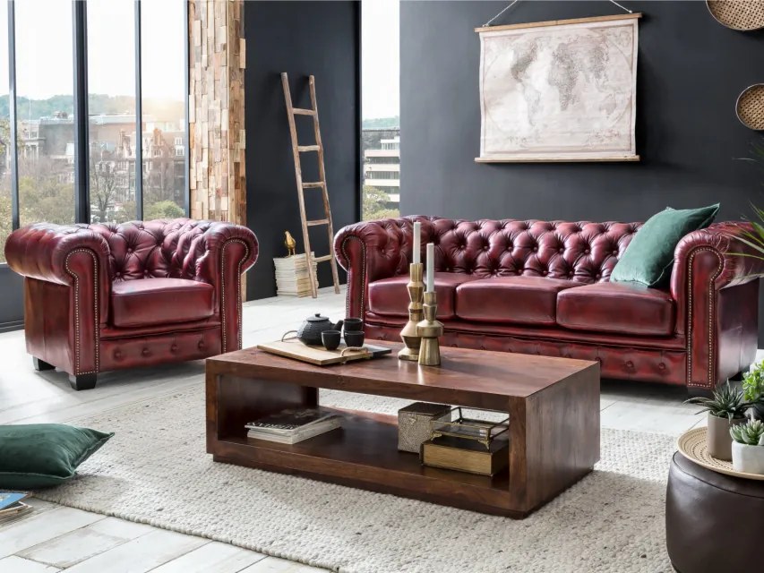 Křeslo z pravé kůže Chesterfield II