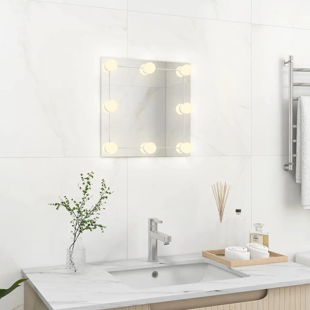 Nástěnné zrcadlo s LED osvětlením čtvercové sklo 3078635