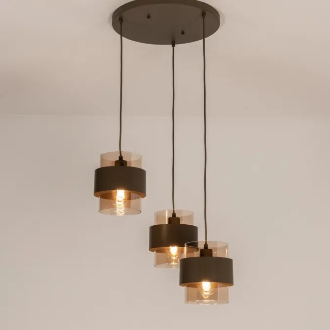Závěsné svítidlo Retro 70er Trio Round Brown