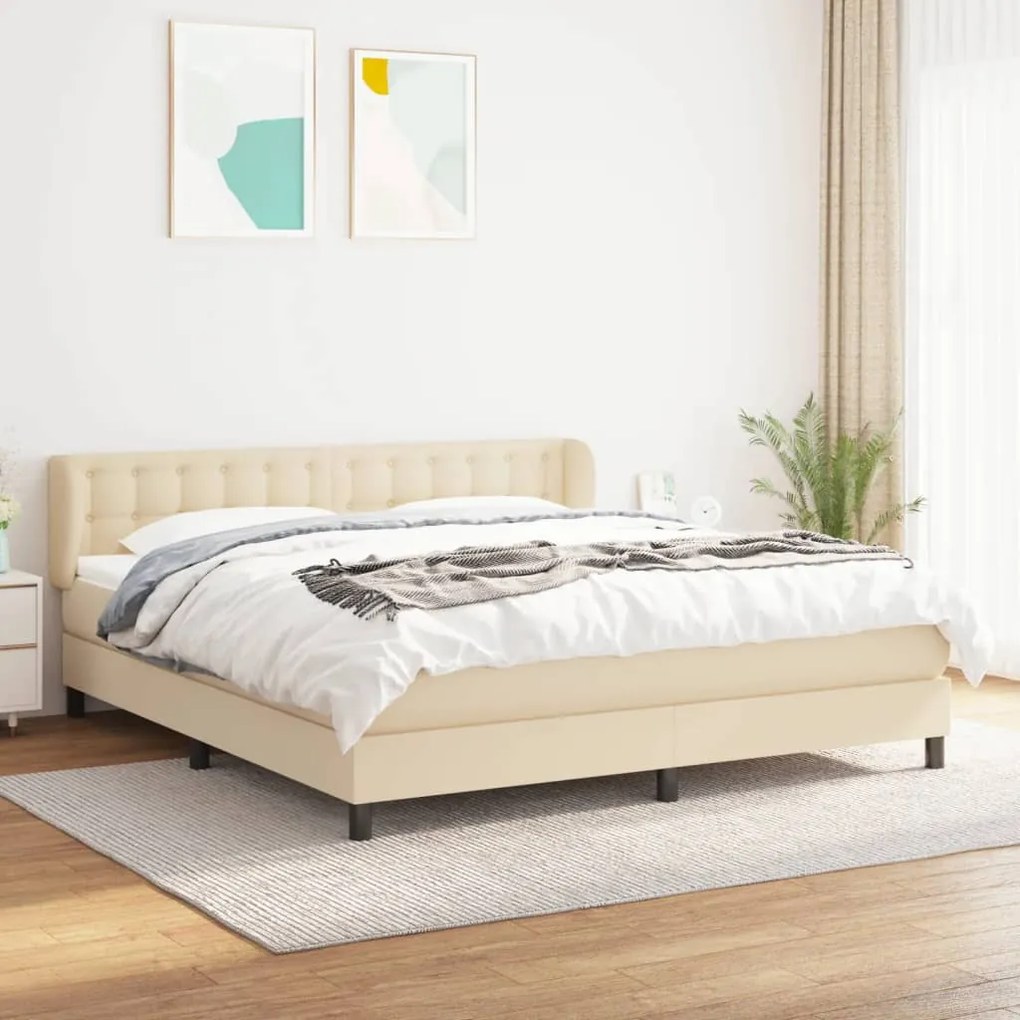 Box spring postel s matrací krémová 160x200 cm textil 3126578