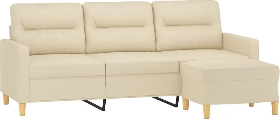 3místná pohovka s podnožkou krémová 180 cm textil 3201075