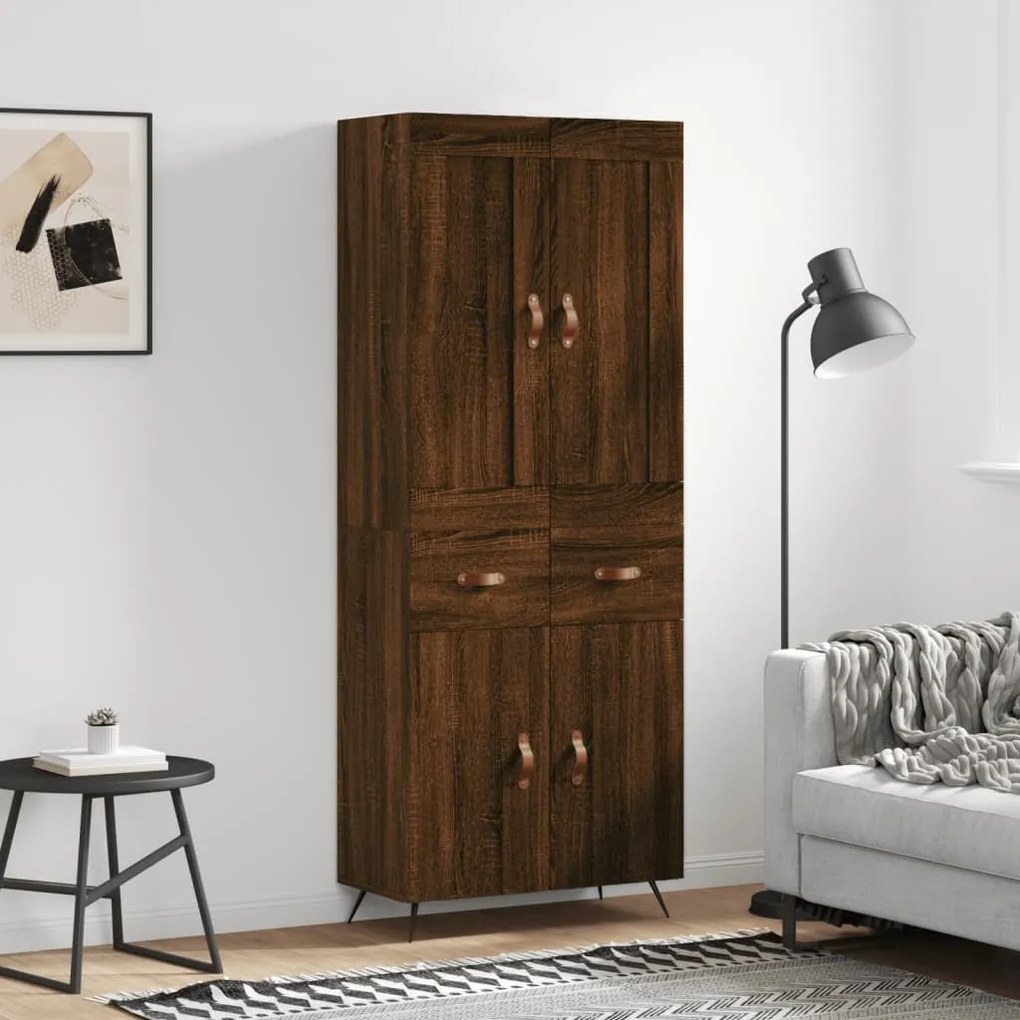 vidaXL Skříň highboard 69,5 x 34 x 180 cm kompozitní dřevo [3199850] Barva: bílá s vysokým leskem