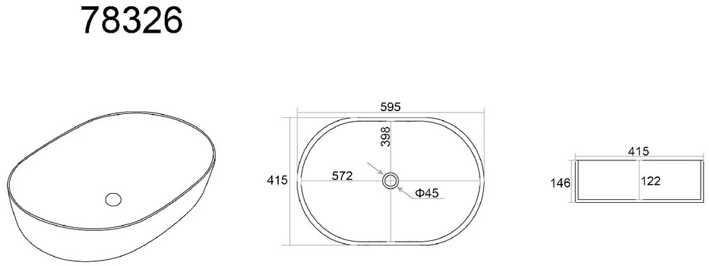 Comad Keramické umyvadlo na desku UN-LILI-MW21, vícebarevná