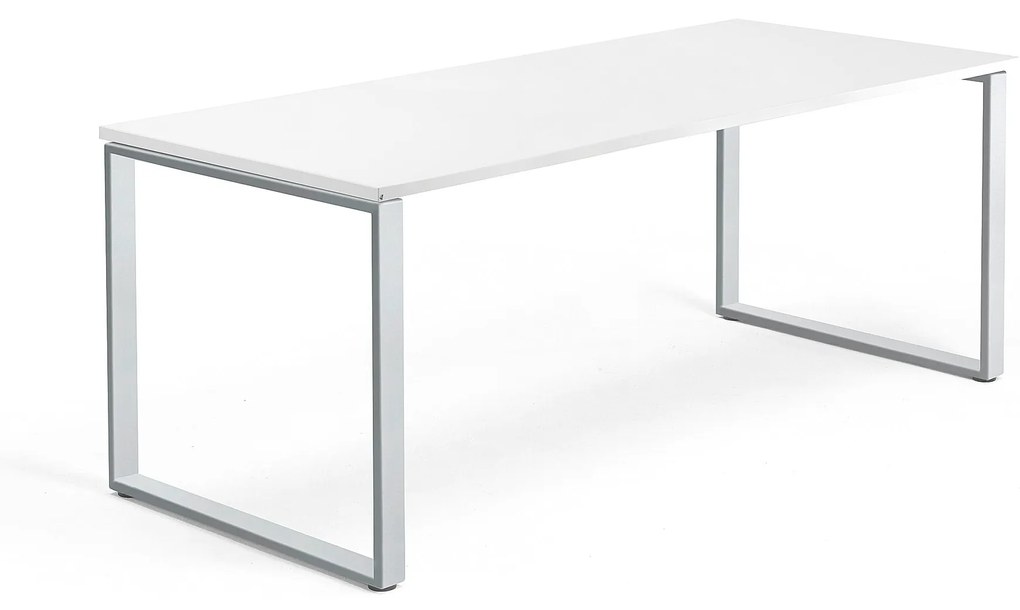 AJ Produkty Psací stůl MODULUS, O-podnož, 1800x800 mm, stříbrný rám, bílá
