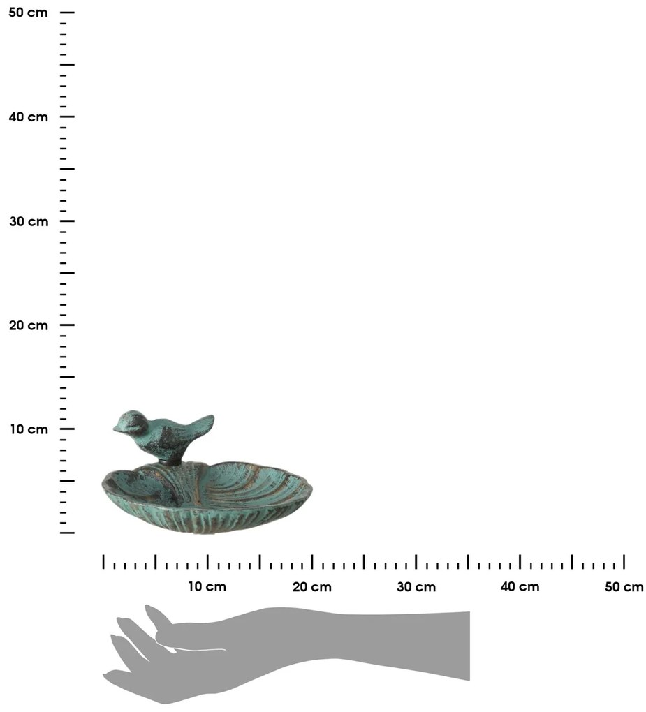 Zapichovací napajedlo pro ptáky Karla, 98x20x14 cm, litina, zelená
