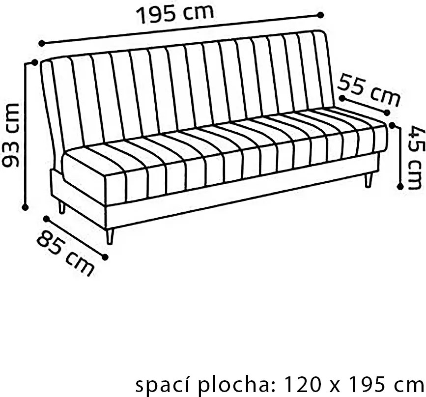 Pohovka KLARA | 195 cm | rozkládací + úložný prostor | crown 07 tmavě červená
