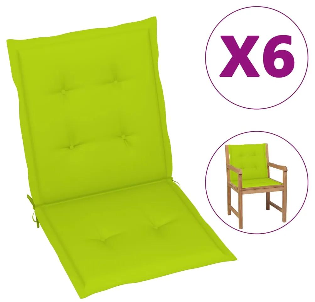 314148 vidaXL Podušky na zahradní židle 6 ks jasně zelené 100 x 50 x 4 cm