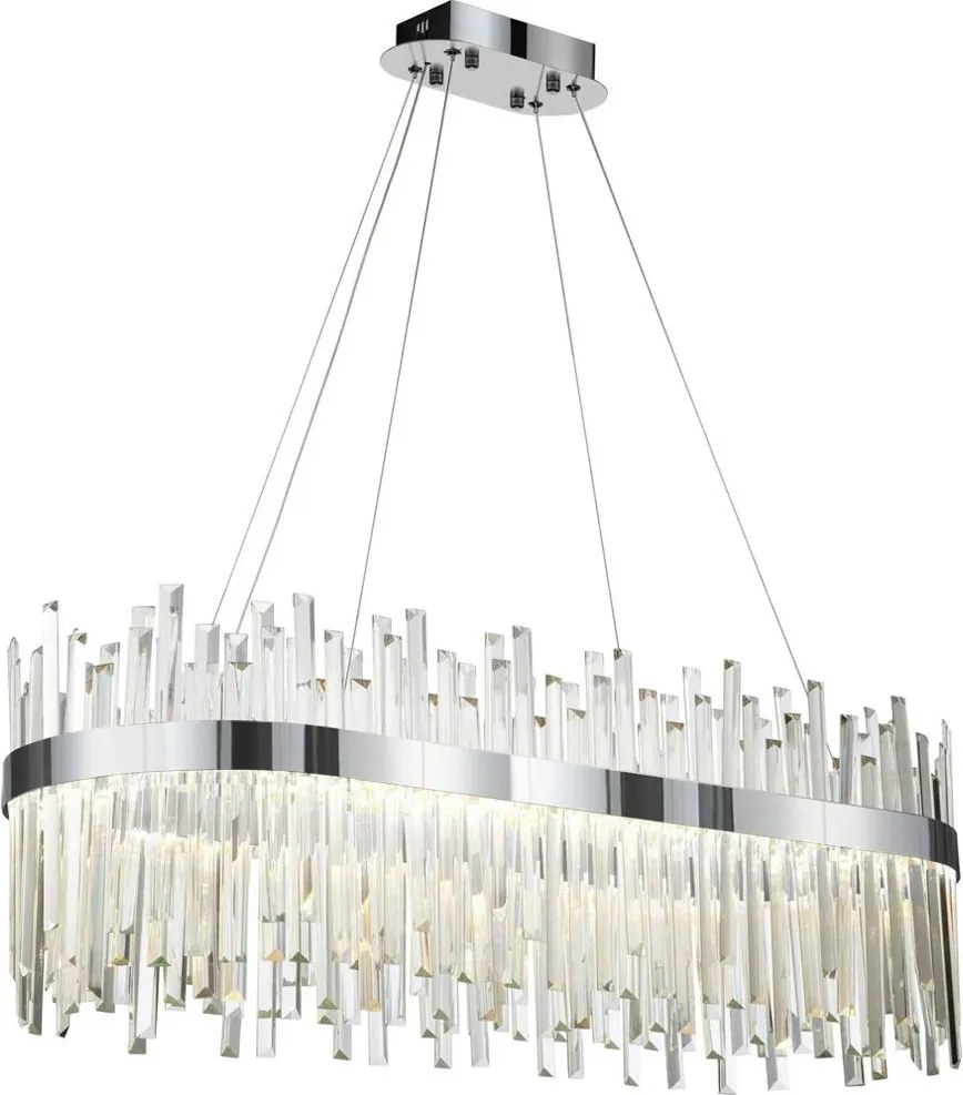 Toolight Toolight, LED křišťálové svítidlo 80x35 cm, 62W, APP1514-CP80, chromová, OSW-03262