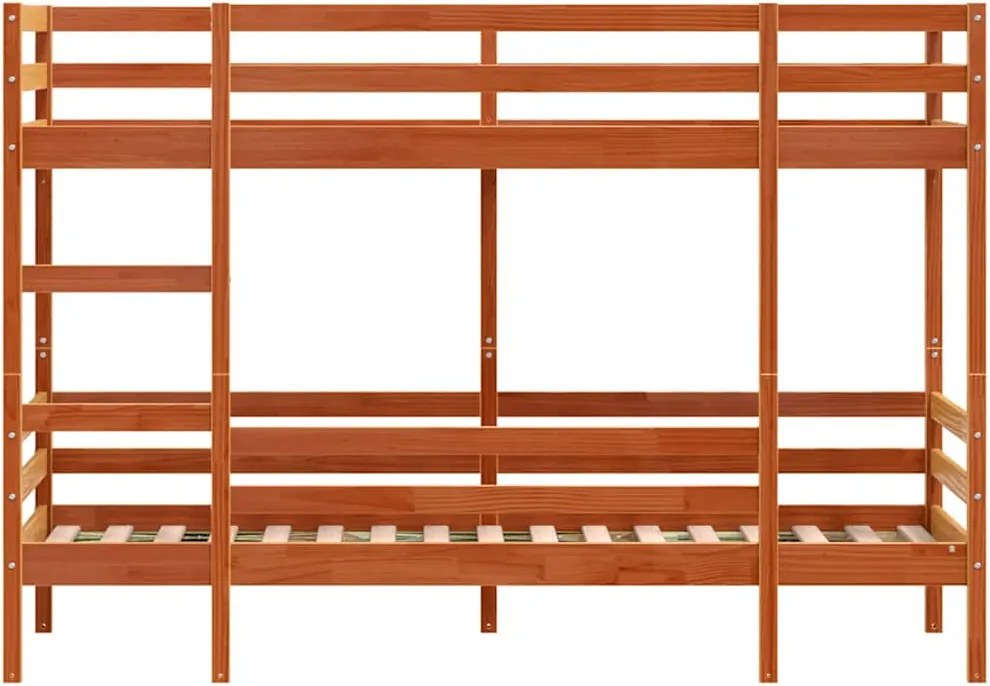 Patrová postel voskově hnědá 90x200 cm masivní borové dřevo 3284220