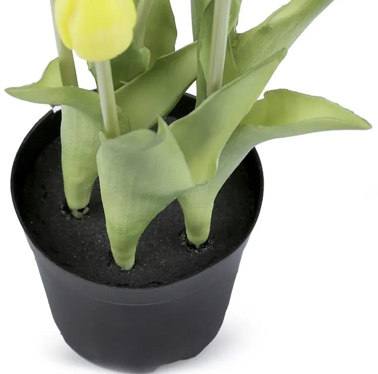 Umělé tulipány v květináči - 1 bílá