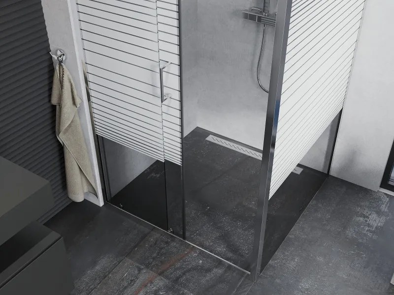 Mexen APIA sprchový kout 90x90, čiré-pásy / chromový profil, 840-090-090-01-20