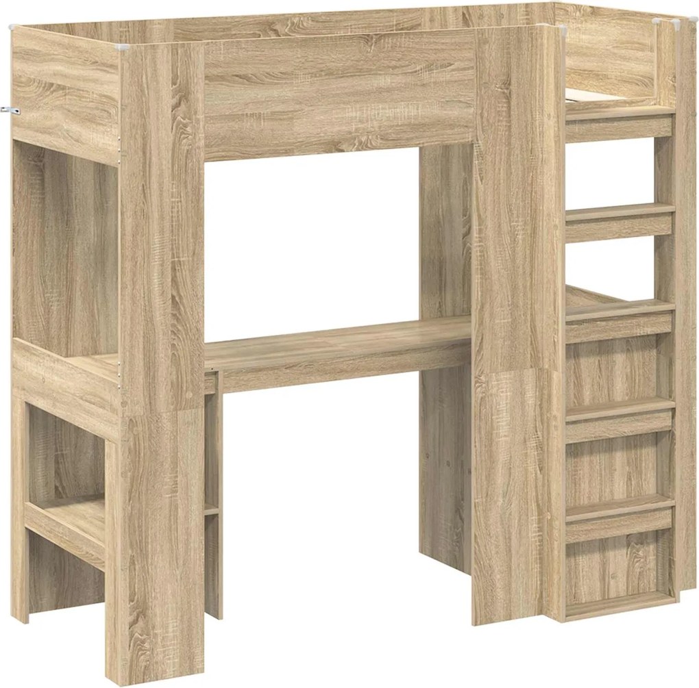 Rám patrové postele se stolem s policí Sonoma dub 75 x 190 cm 3410429