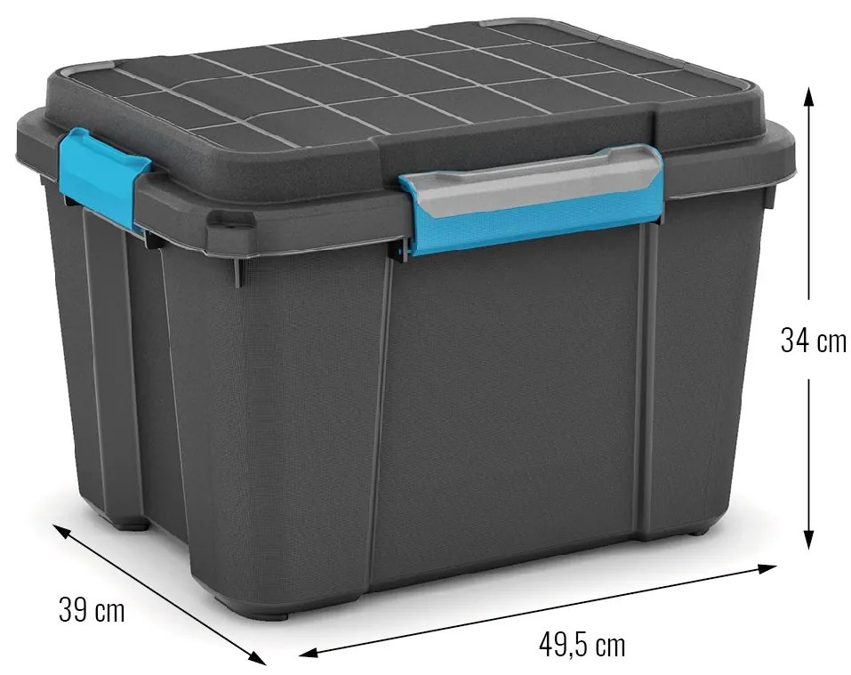 Úložný box z recyklovaného plastu s víkem Scuba M 43 l, 34x49,5x39 cm