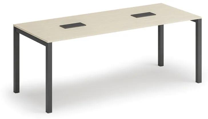 Stůl SQUARE 2000 x 800 x 750, buk + 2x stolní zásuvka TYP II, černá