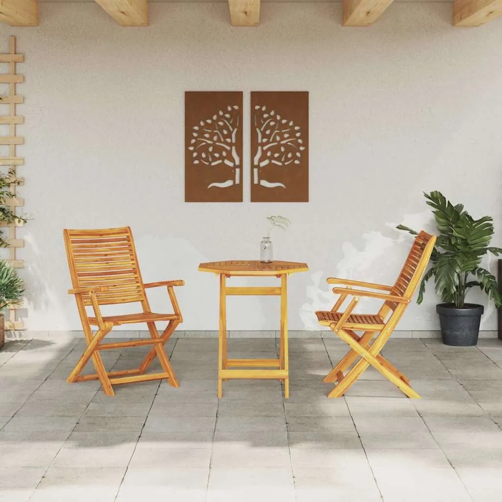 Skladací bistro sada 3 ks Hnědá Masivní akátové dřevo 3375699
