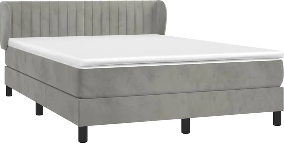 Box spring postel s matrací světle šedá 140x200 cm samet 3127613