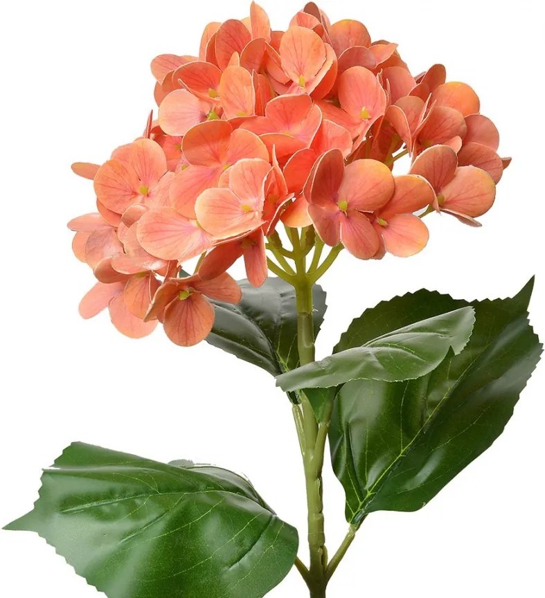 Oranžová umělá květina hortenzie Hydrangea - 16*15*68 cm