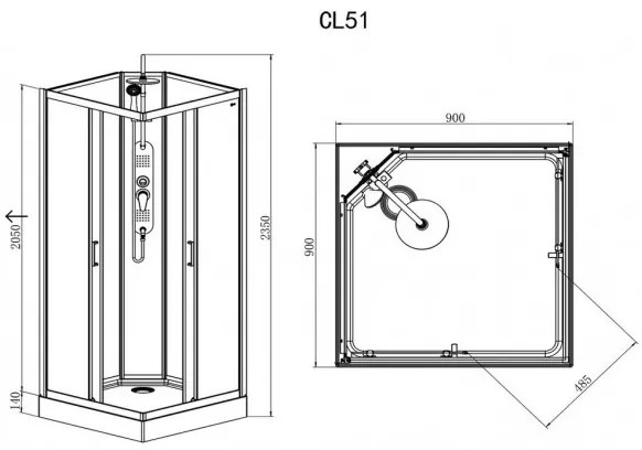 MONTÁŽ BEZ SILIKONU - Sprchový box EPIC 2 90x90x235 (CL51)
