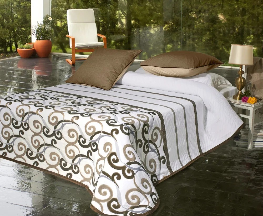 Forbyt Přehoz na postel KATE hnědé ornamenty, 240x260cm, dvojlůžkový