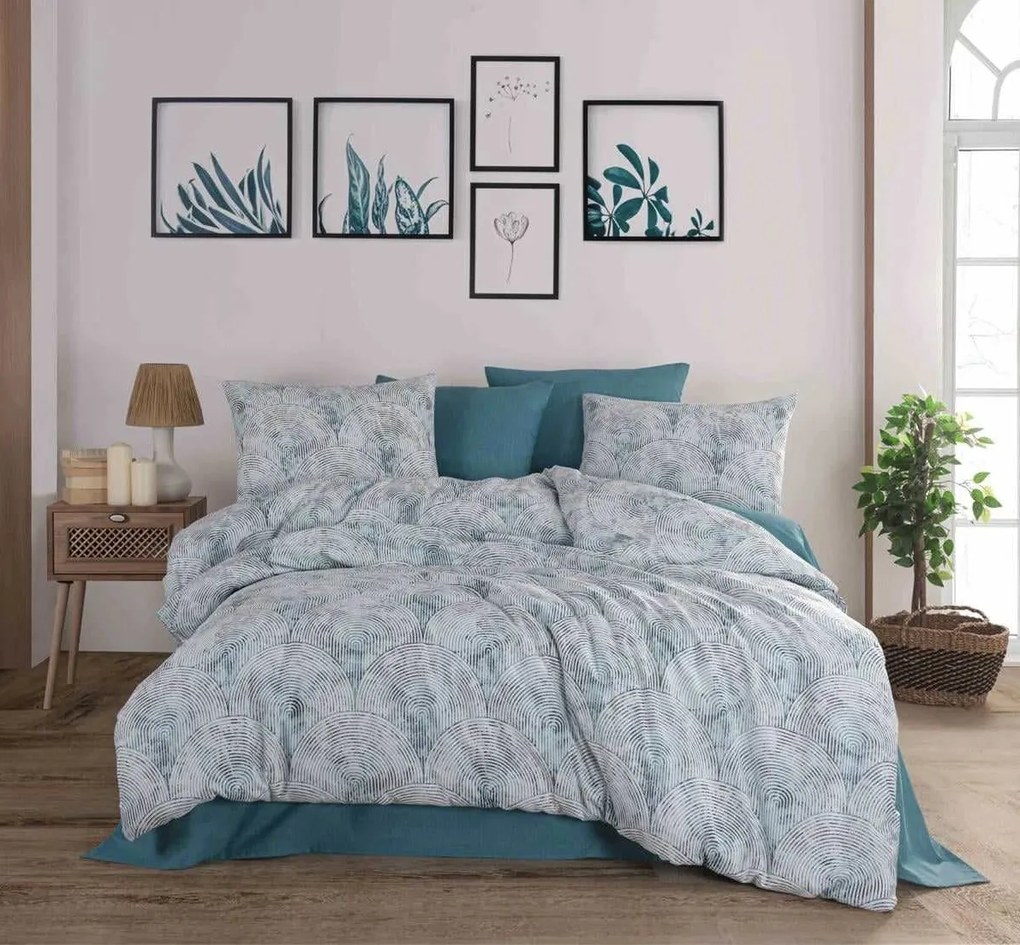 Povlečení bavlněné Fancy modrá 200x140cm+90x70cm TiaHome