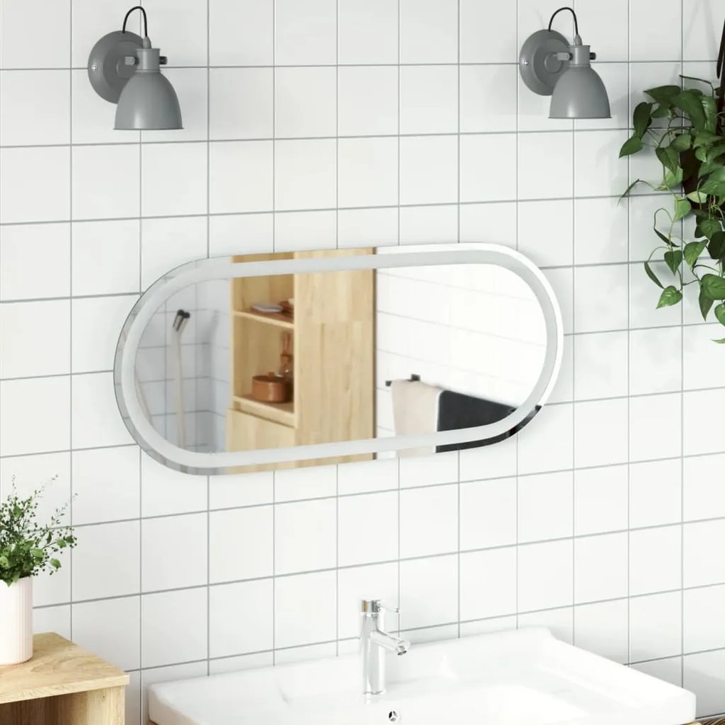 Koupelnové LED zrcadlo 90 x 40 cm oválné