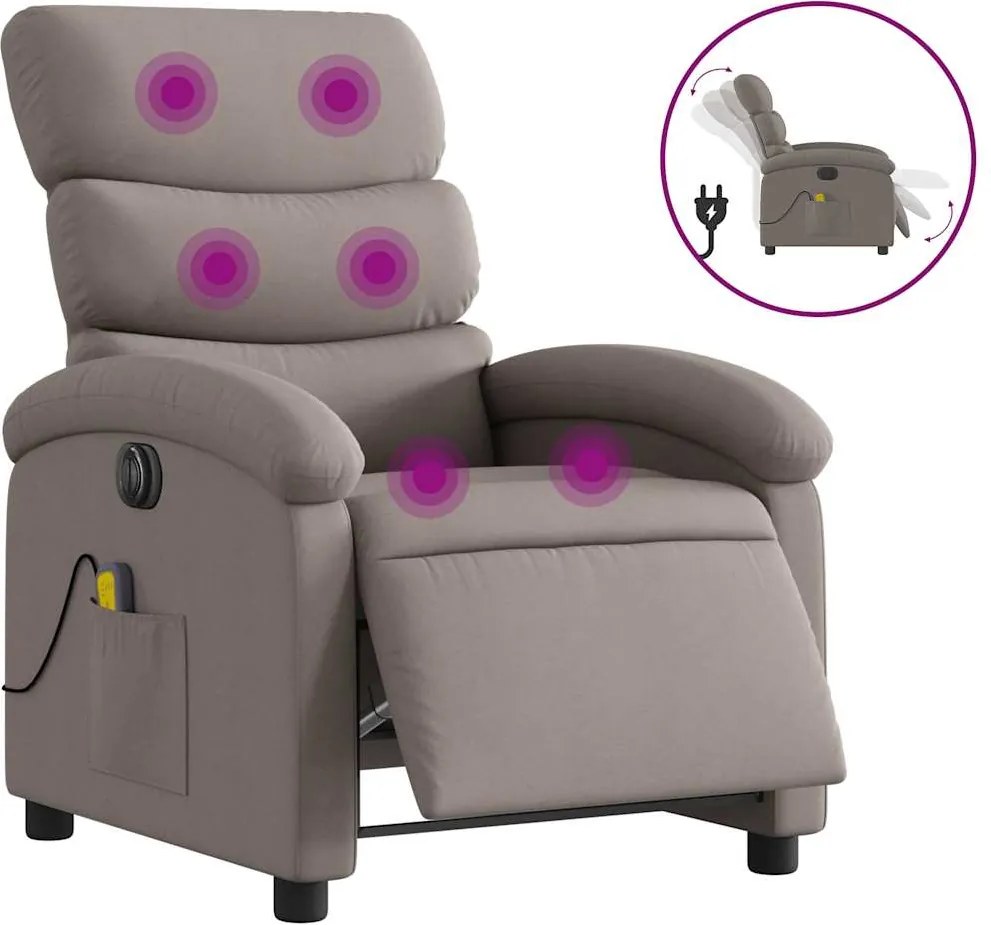 Elektrické masážní polohovací křeslo taupe textil 3203974