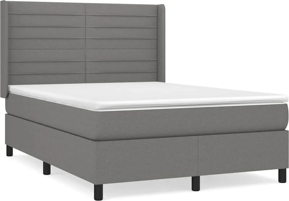 Box spring postel s matrací tmavě šedá 140x200 cm textil 3131514