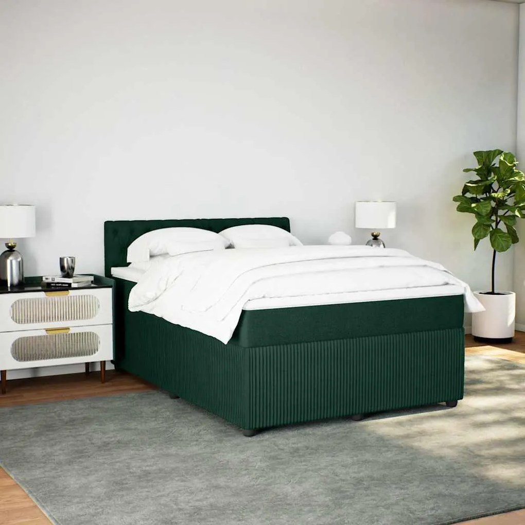 Box spring postel s matrací tmavě zelená 140x190 cm samet 3287743