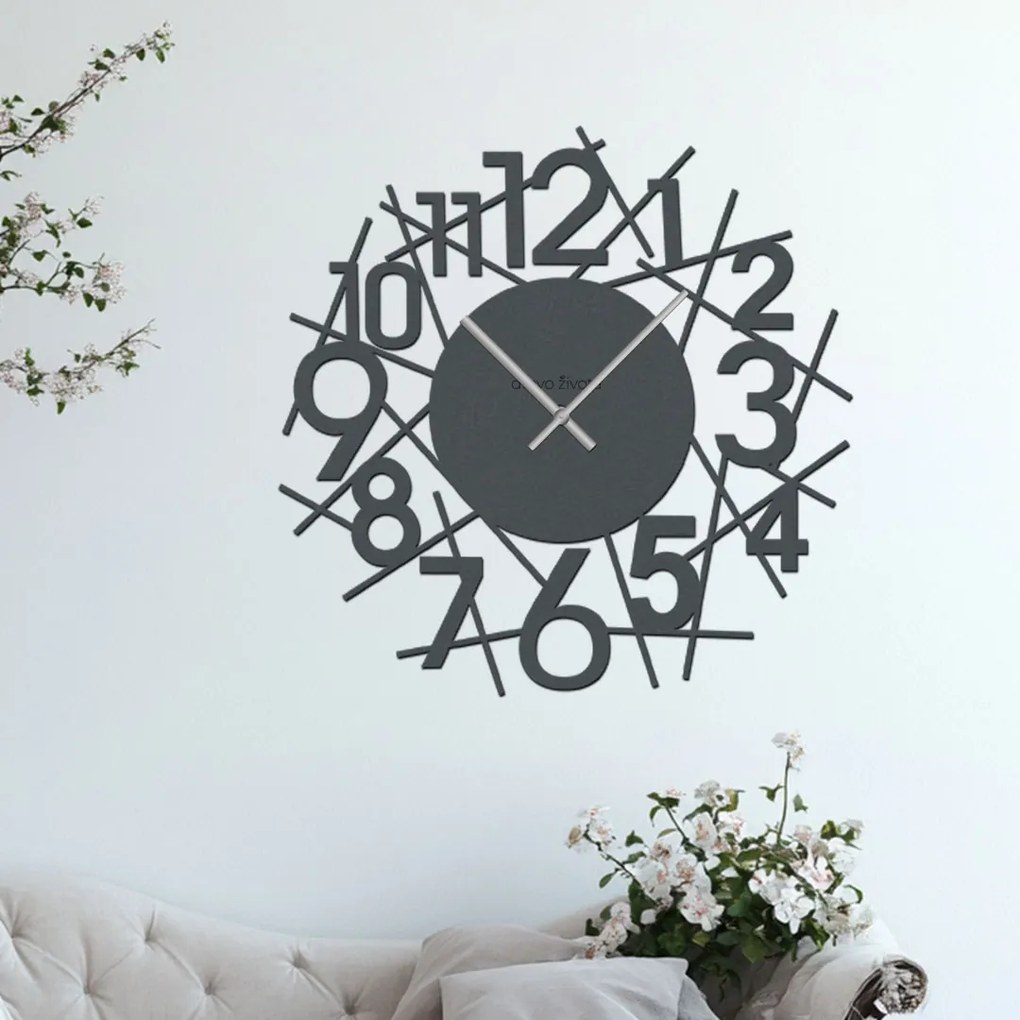 dřevo života Nástěnné hodiny NUMERO Zvolte barvu dekoru: Wenge, Zvolte velikost hodin (cm): 60x60, Barva ručiček: Zlaté