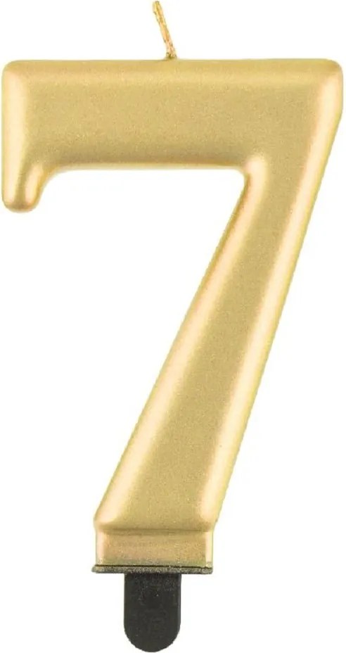 GoDan - svíčka dortová číslice 7 metalická, zlatá 8 cm