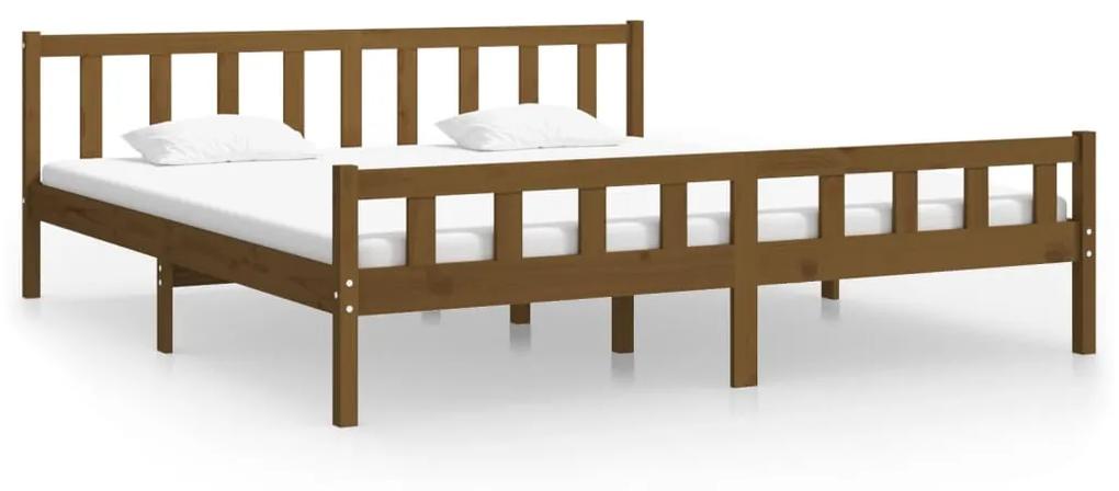810702 vidaXL Rám postele medově hnědý masivní dřevo 200 x 200 cm