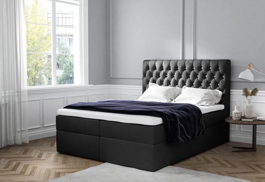 Expedo Čalouněná postel boxspring TOMIO + topper, 200x200, jasmine 100