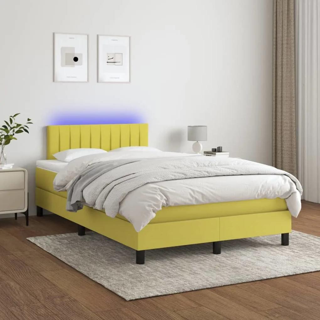 vidaXL Box spring postel s matrací a LED 120 x 200 cm textil [3133304] Barva: Tmavě šedá
