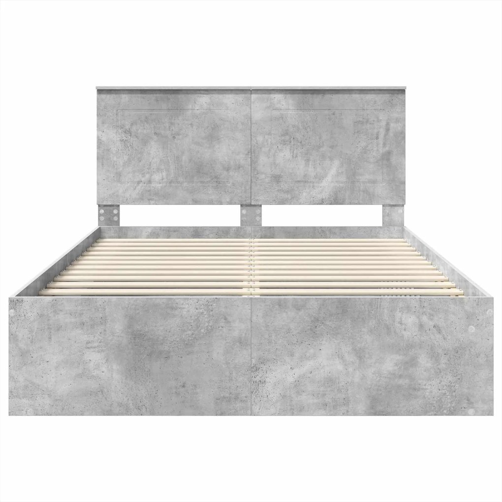 Rám postele s čelo Beton 160 x 200 cm Masivní borové dřevo 3409330