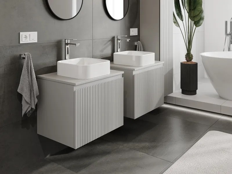 Mexen Rivel, koupelnová skříňka 60 cm, 1 zásuvka, drážkovaná, šedá matná, 91A20-06047-1-BF62