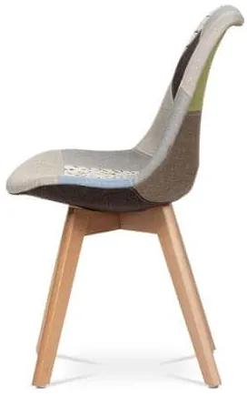 Autronic Moderní žídelní židle Jídelní židle, potah látka patchwork, dřevěné nohy, masiv přírodní buk (CT-764 PW2)
