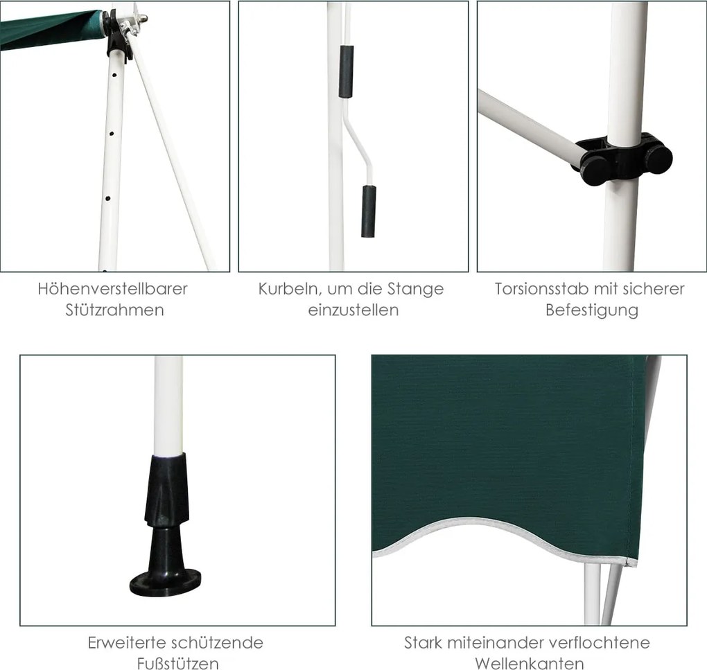 Costway 250 cm široká příchytná markýza bez vrtání, balkonová markýza odolná